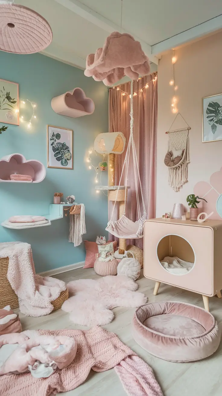 10+ Cat Wall Design Ideas: Elevate Your Cat’s World in Pastel ...