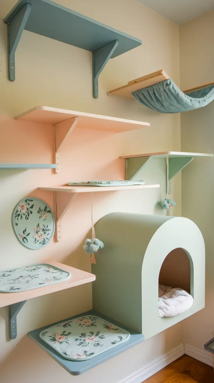 10+ Cat Wall Design Ideas: Elevate Your Cat’s World in Pastel ...