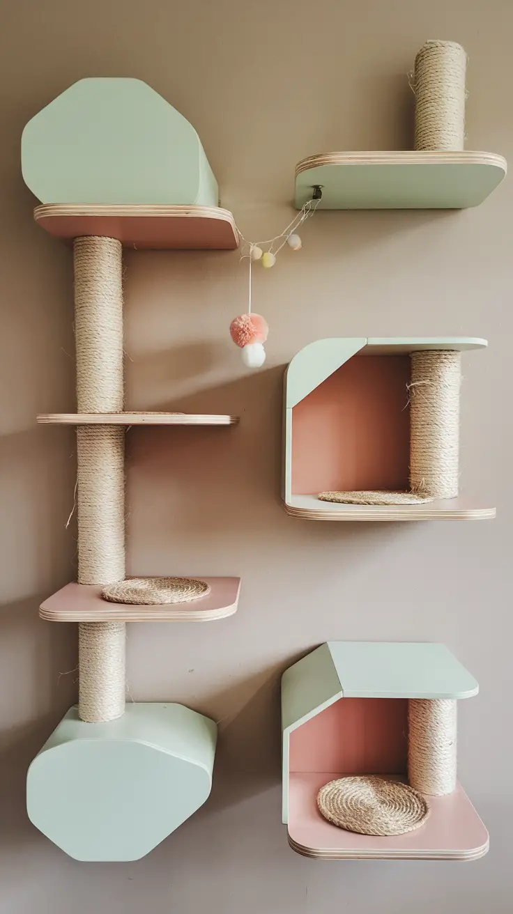 10+ Cat Wall Design Ideas: Elevate Your Cat’s World in Pastel ...