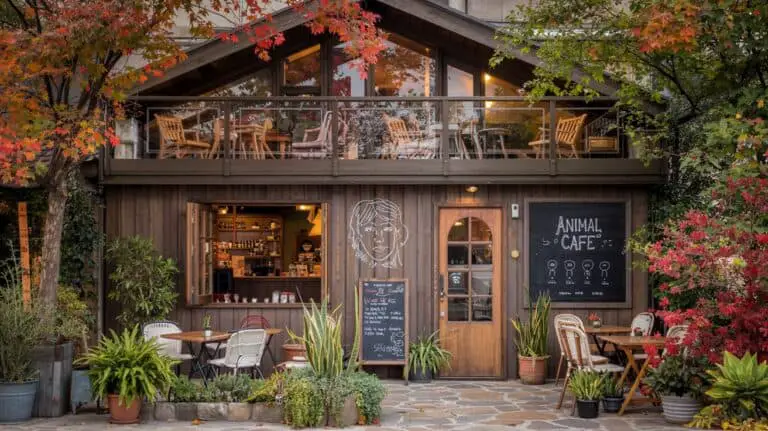 A Cozy Pet-Friendly Café Exterior for People Who Love Coffee, Cats ...