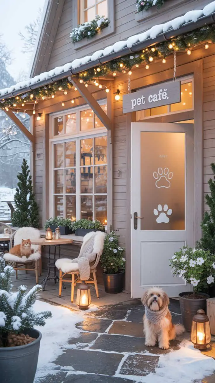 A Cozy Pet-Friendly Café Exterior for People Who Love Coffee, Cats ...