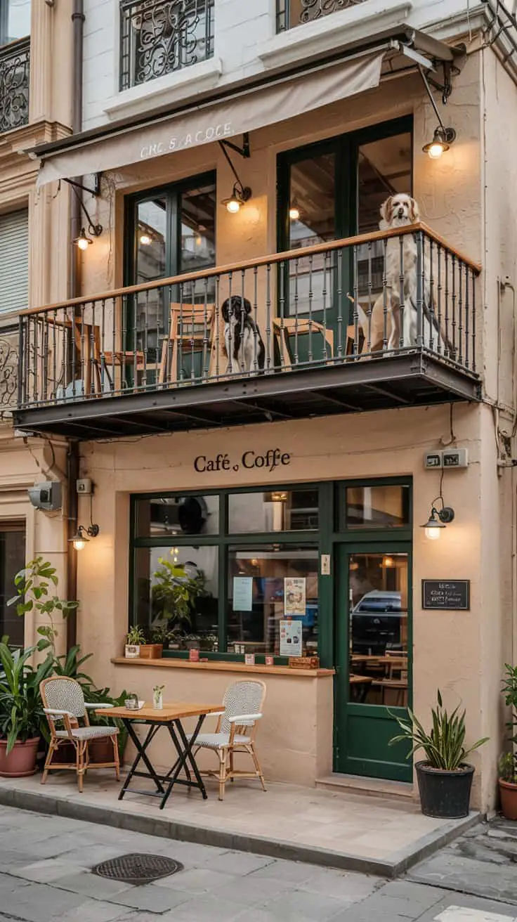 A Cozy Pet-Friendly Café Exterior for People Who Love Coffee, Cats ...