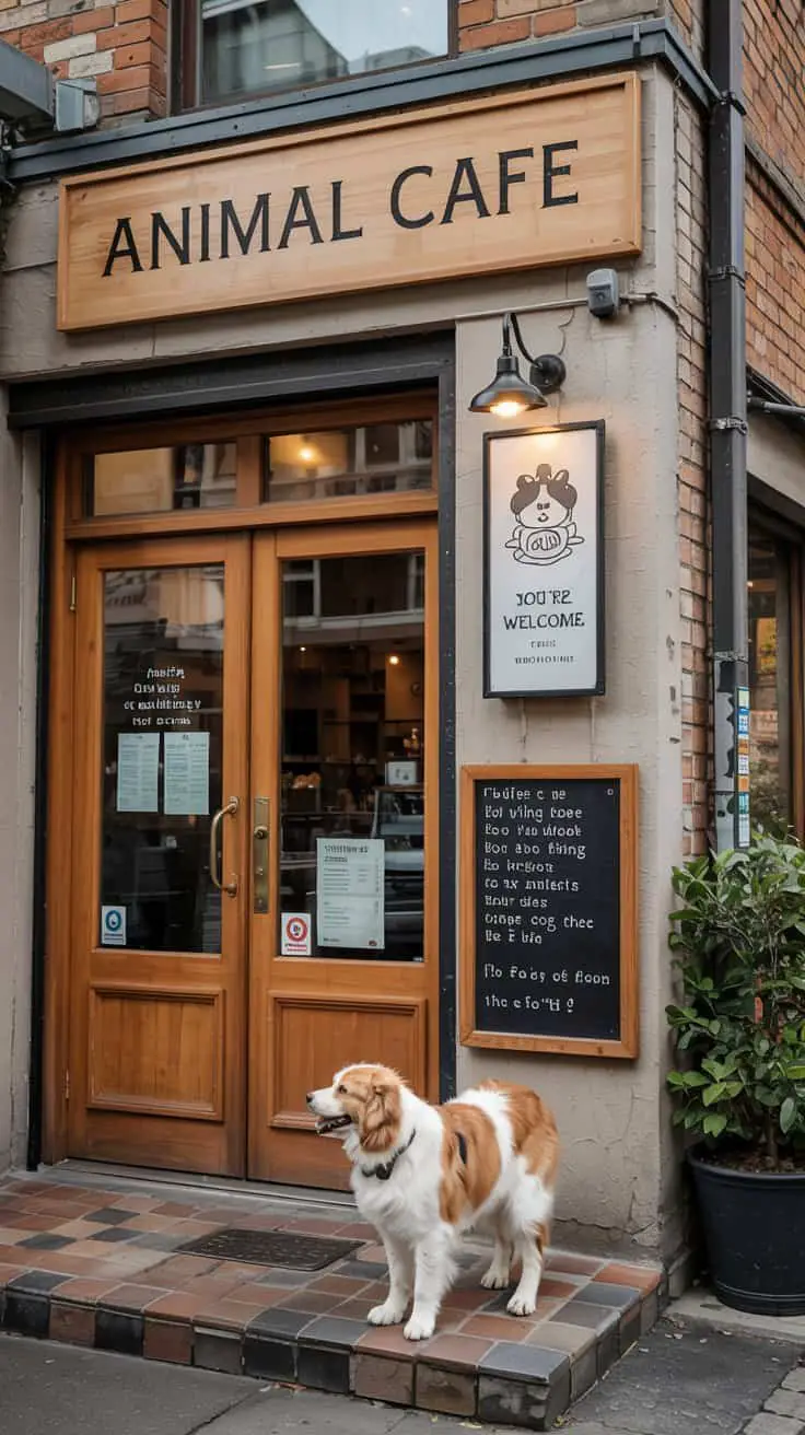 A Cozy Pet-Friendly Café Exterior for People Who Love Coffee, Cats ...