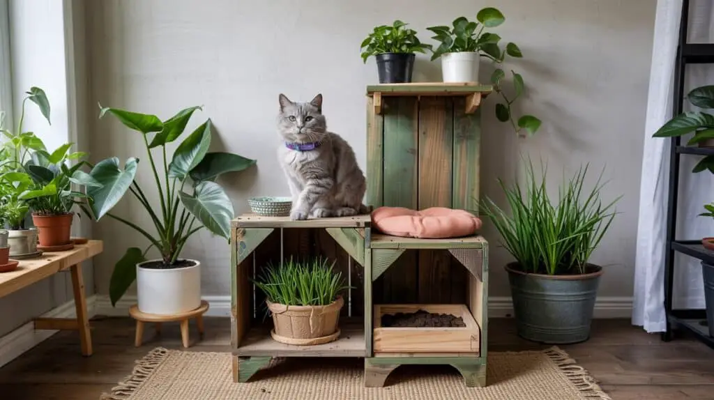How to Make a Cozy Cat Garden Tower Using Wooden Pallets (Furniture for ...