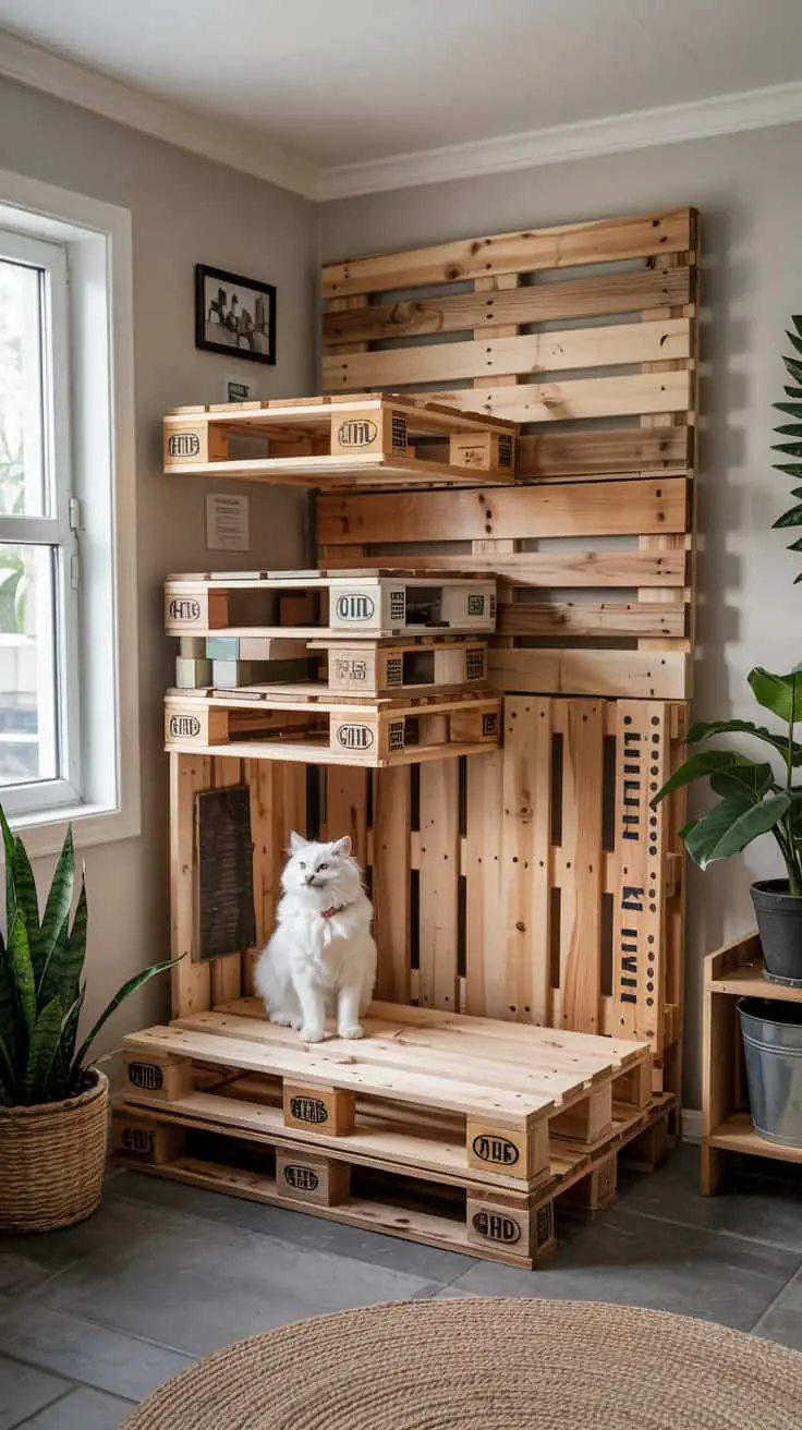 How to Make a Cozy Cat Garden Tower Using Wooden Pallets (Furniture for ...